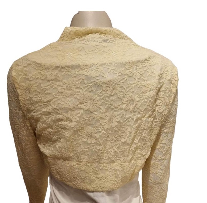Blonde bolero, Linea - langærmet blonde bolero, lys creme