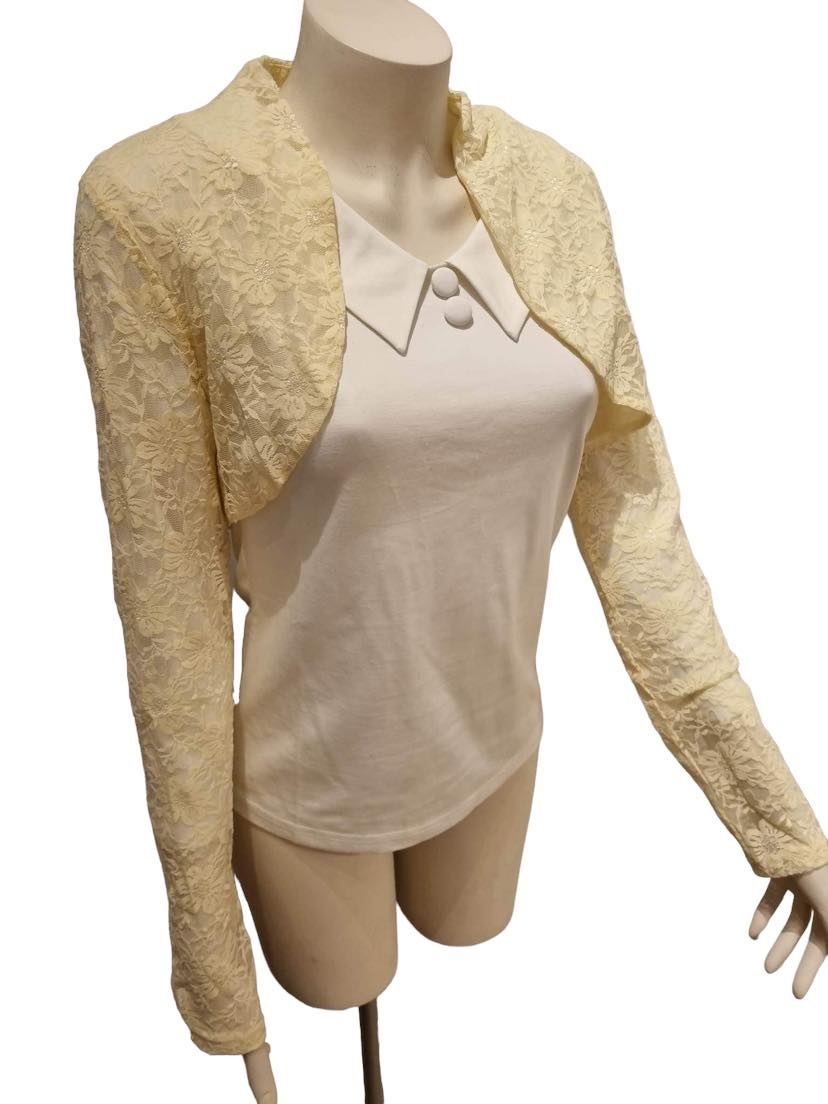 Blonde bolero, Linea - langærmet blonde bolero, lys creme