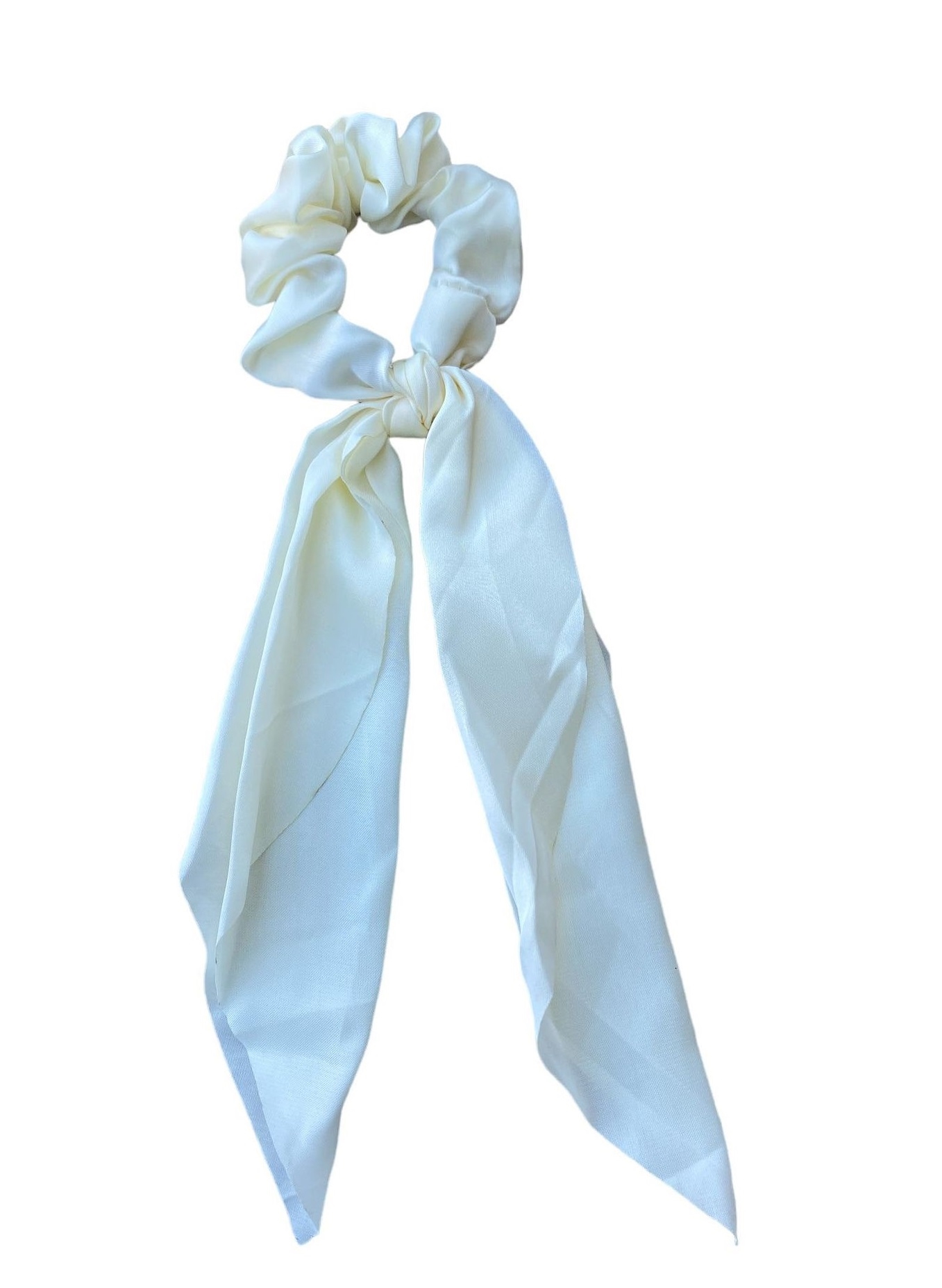 Scrunchi med et lille tørklæde - creme