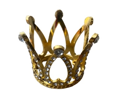 Tiara/diadem - Krone med krystaller, guld - til rigtige små prinsesser